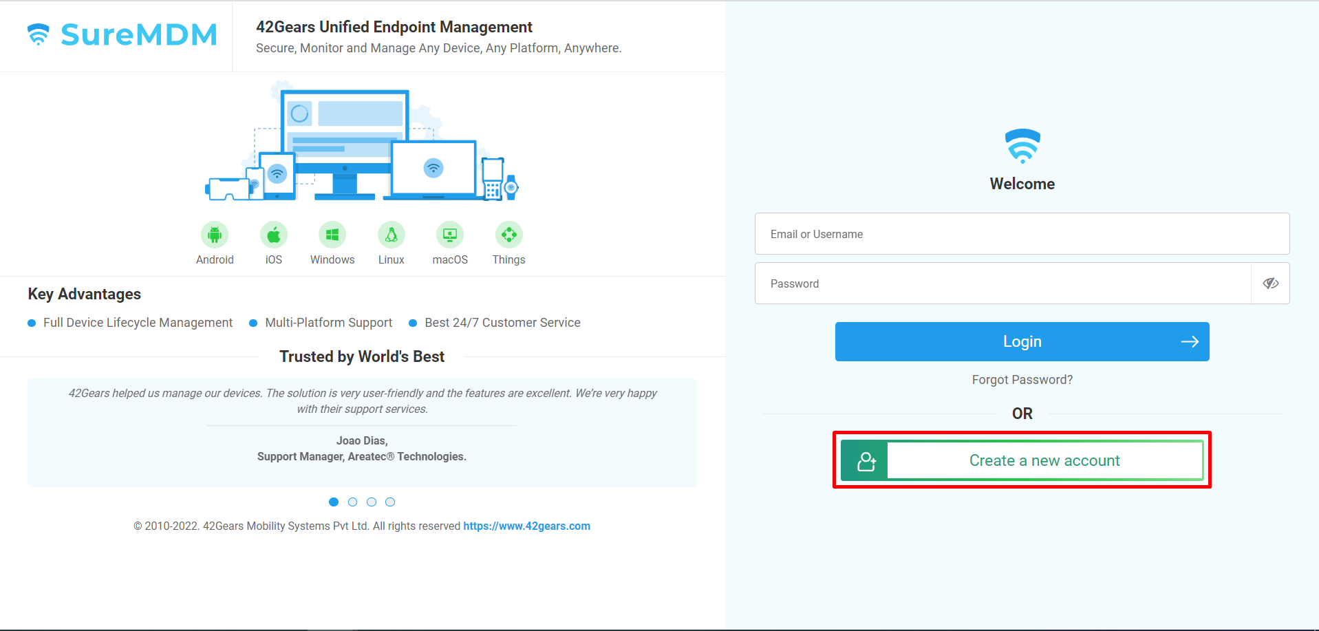 How to Signup for SureMDM? - 42Gears Knowledge Base