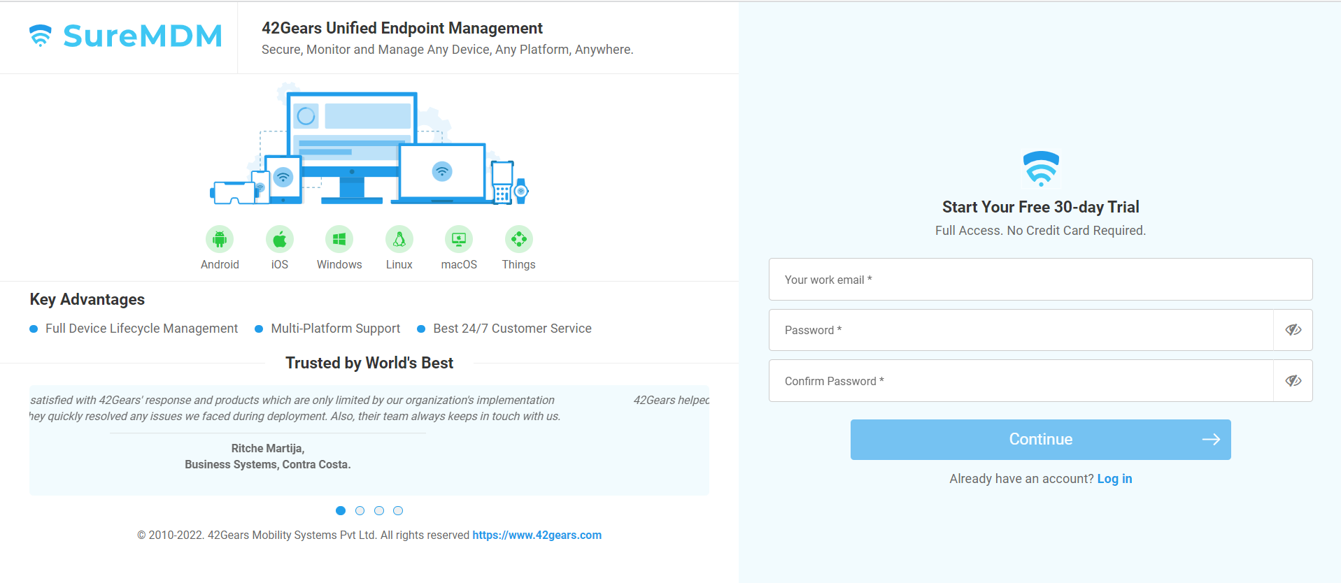 How to Signup for SureMDM? - 42Gears Knowledge Base