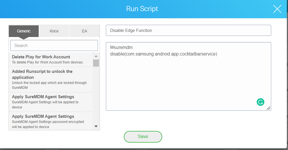 How to disable Edge functionality on Samsung devices using SureMDM? - 42Gears Knowledge Base