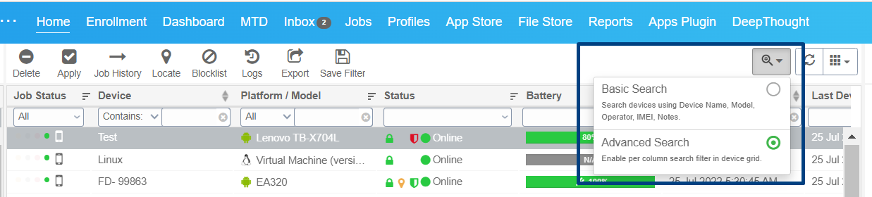 How to use the Advanced Search in SureMDM? - 42Gears Knowledge Base