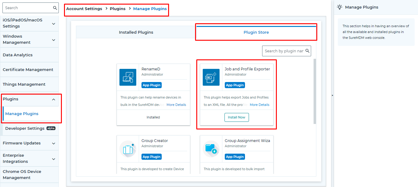 How To Use Job and Profile Exporter Plug-in available on SureMDM? - 42Gears Knowledge Base