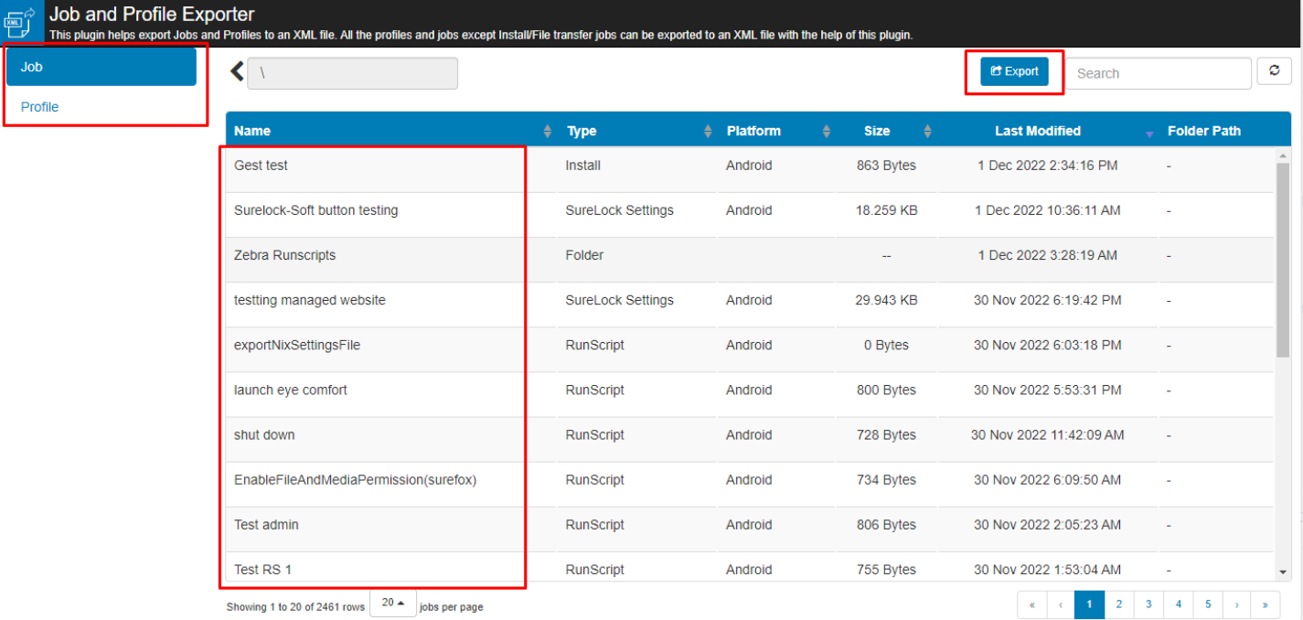 How To Use Job and Profile Exporter Plug-in available on SureMDM? - 42Gears Knowledge Base