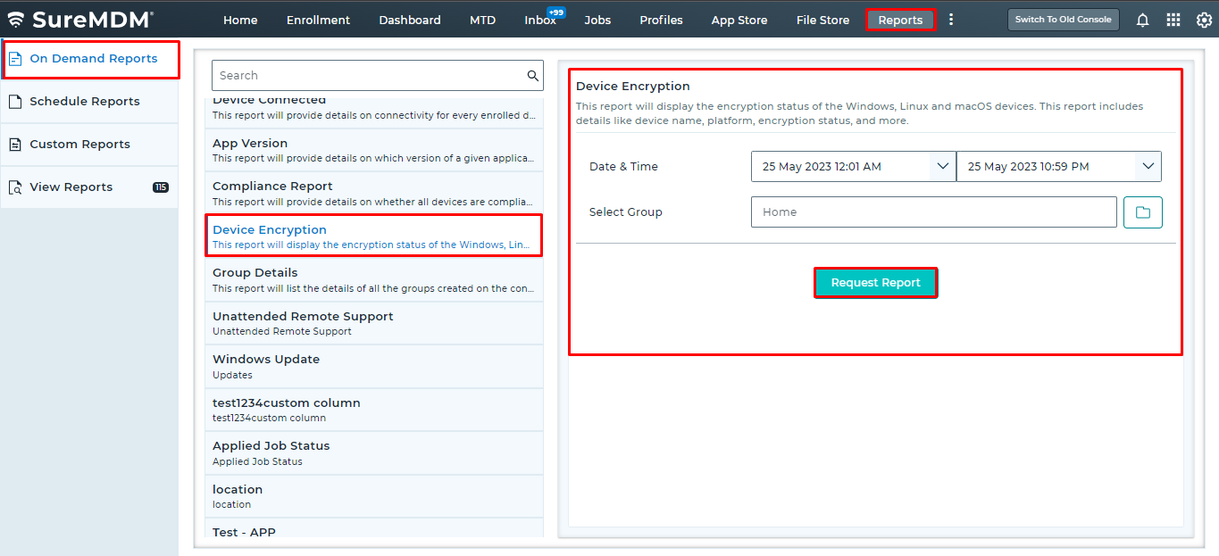 How to generate a report to fetch the Device Encryption status and ...