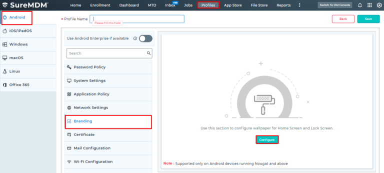 How to change Home Screen/Lock Screen wallpaper on the device through Profiles from SureMDM ...