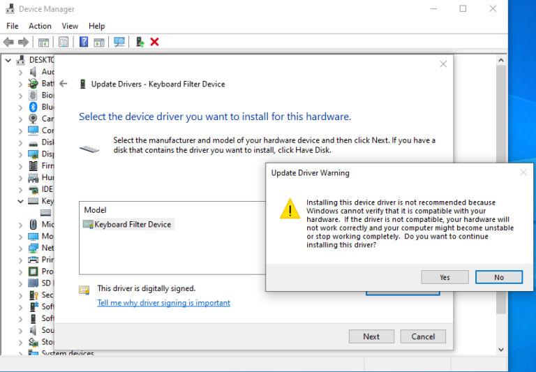 How to manually install the Keyboard Driver on Windows 10 for SureLock ...