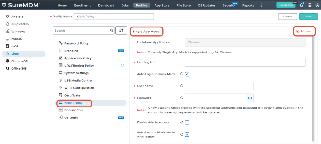 How to Exit Kiosk Mode on Linux devices using SureMDM profile ...